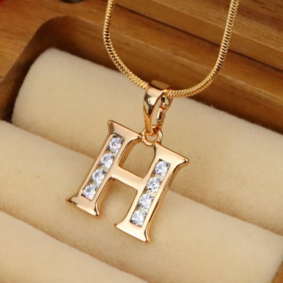 ACCEPT OFFER | Jewelry | Rose Gold Letter H Pendant With Crystals 8k ...